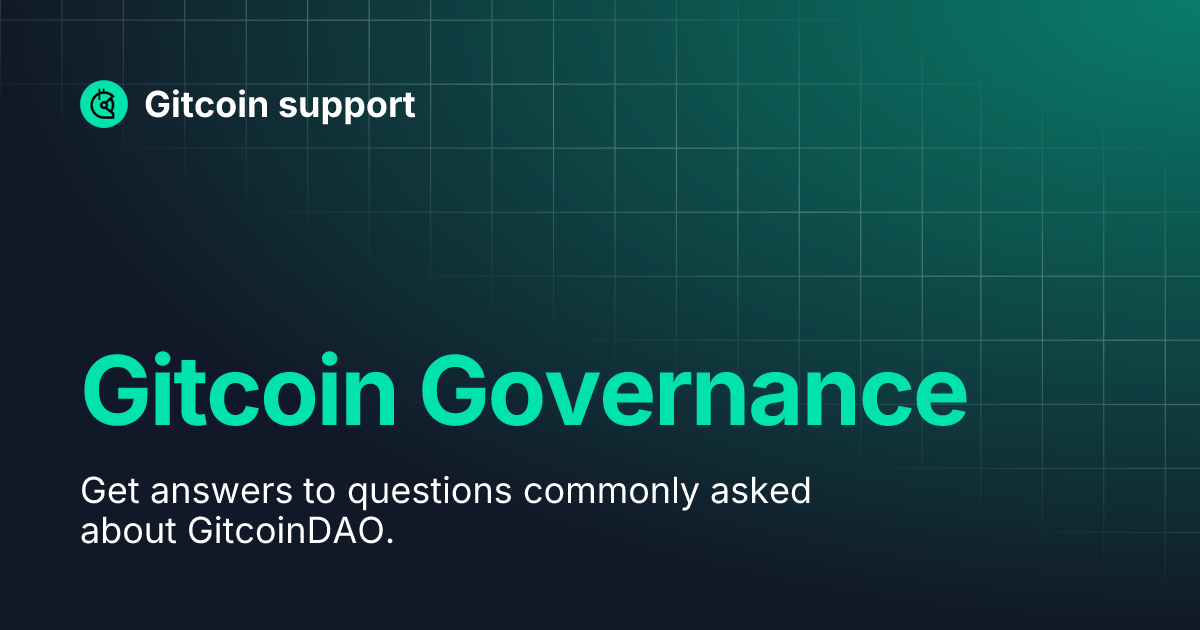 Gitcoin Governance | Gitcoin support